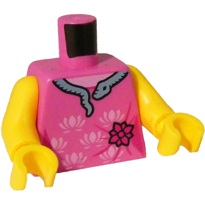 LEGO Minifig Torso with Lotus Flowers and Silver Snake (973) | Brick ...