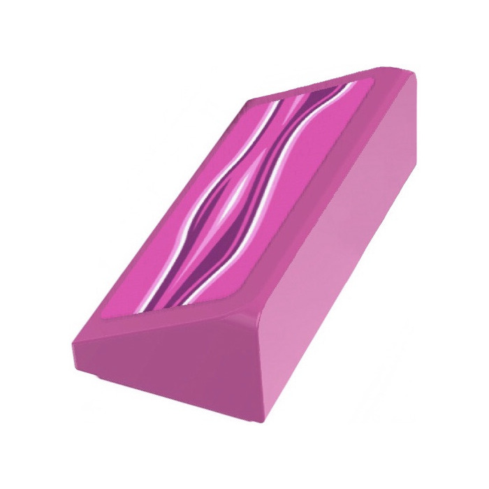 LEGO Dark Pink Slope 1 x 2 (31°) with Pink and White Waves (Right ...