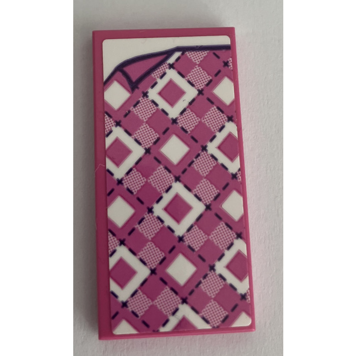 LEGO Dark Pink Tile 2 x 4 with Blanket with Bright Pink, Dark Pink, and ...