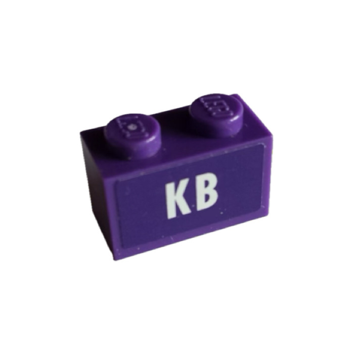 LEGO Dark Purple Brick 1 x 2 with 'KB' Sticker with Bottom Tube (3004 / ...