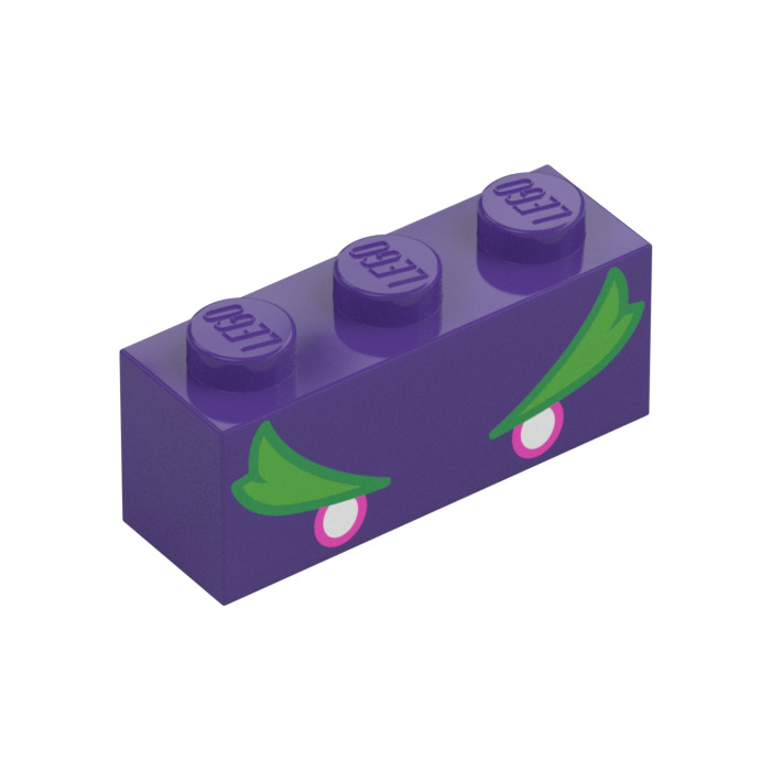 LEGO Dark Purple Brick 1 x 3 with Wonder Bowser Jr. Upper Face (3622 ...