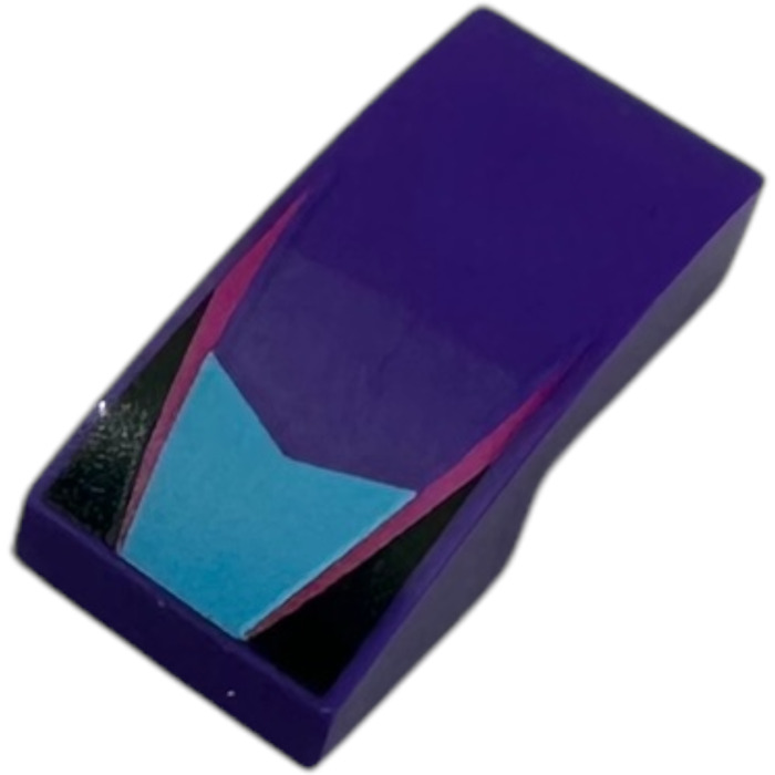 LEGO Slope 1 x 2 Curved with medium azure background, black triangle ...