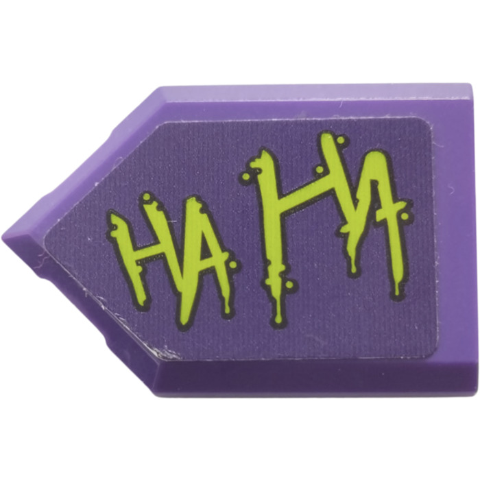 LEGO Dark Purple Tile 2 x 3 Pentagonal with Lime 'HA HA' (Right ...