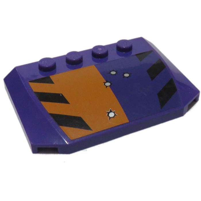LEGO Dark Purple Wedge 4 x 6 Curved with Bullet Holes Sticker (52031 ...