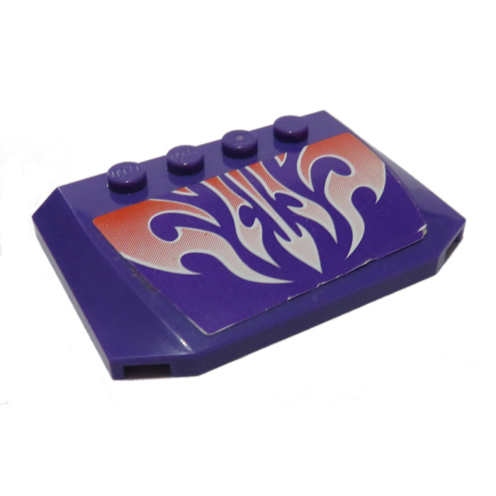LEGO Dark Purple Wedge 4 x 6 Curved with Flames 8491 Sticker (52031 ...