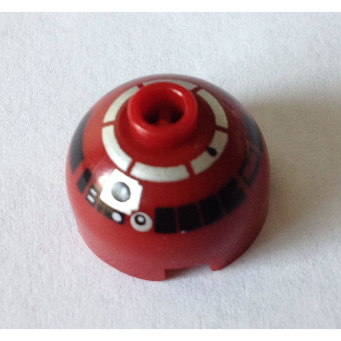 LEGO Dark Red Brick 2 x 2 Round with Dome Top with R4-P17 (with Axle ...