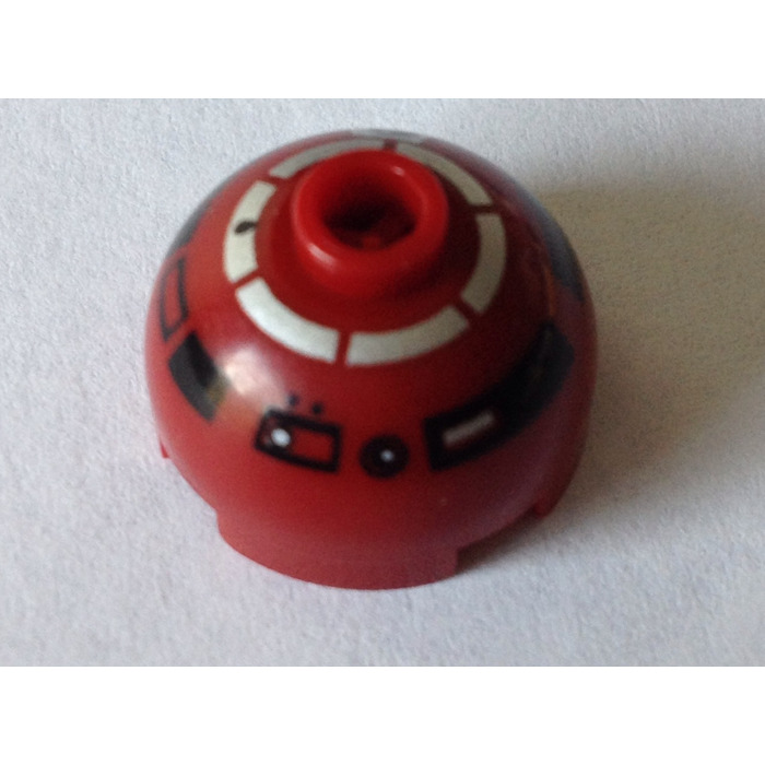 LEGO Dark Red Brick 2 x 2 Round with Dome Top with R4-P17 (with Axle ...