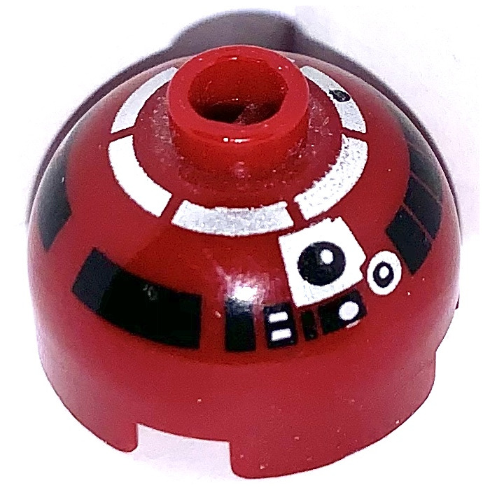 LEGO Dark Red Brick 2 x 2 Round with Dome Top with R4-P17 (with Axle ...