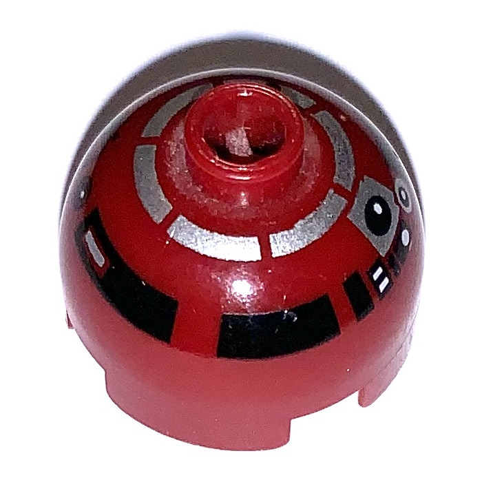 LEGO Dark Red Brick 2 x 2 Round with Dome Top with R4-P17 (with Axle ...