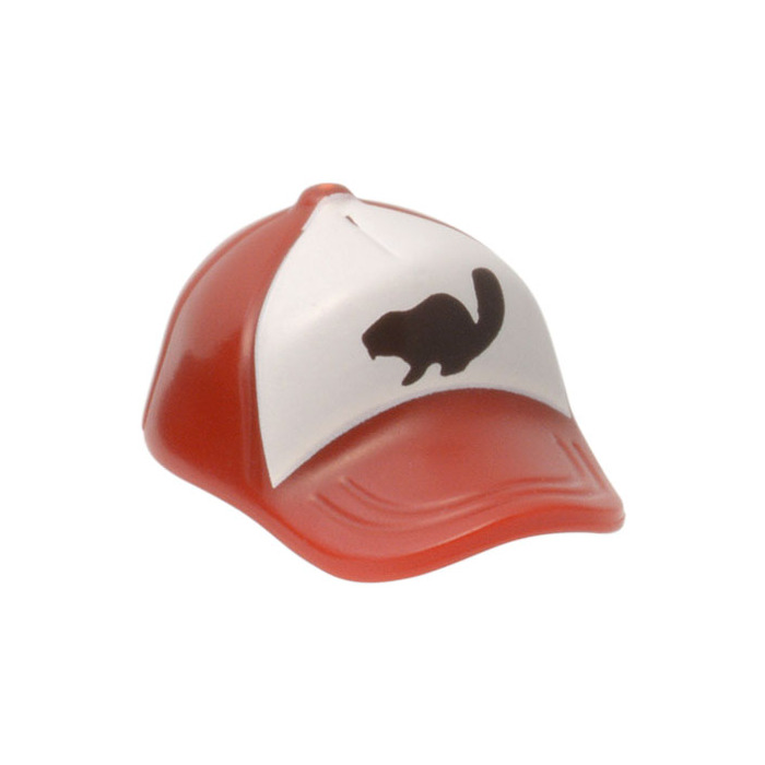 LEGO Dark Red Cap with Short Curved Bill with Seams with Beaver (93219 ...