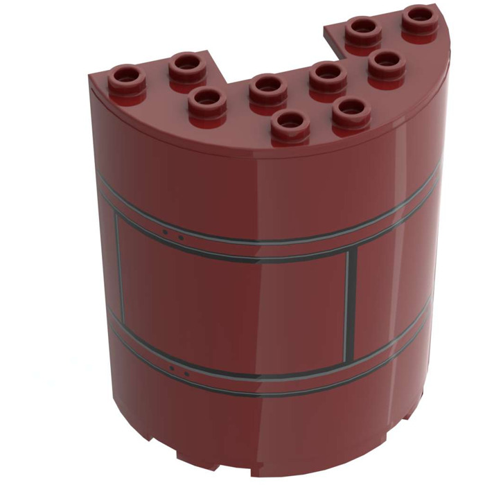 LEGO Cylinder 3 x 6 x 6 Half with Black and Light Gray Lines (Model ...