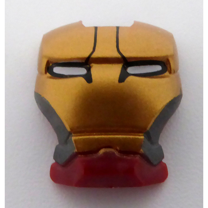 LEGO Dark Red Iron Man Visor with Gold Face, White Eyes and Silver ...