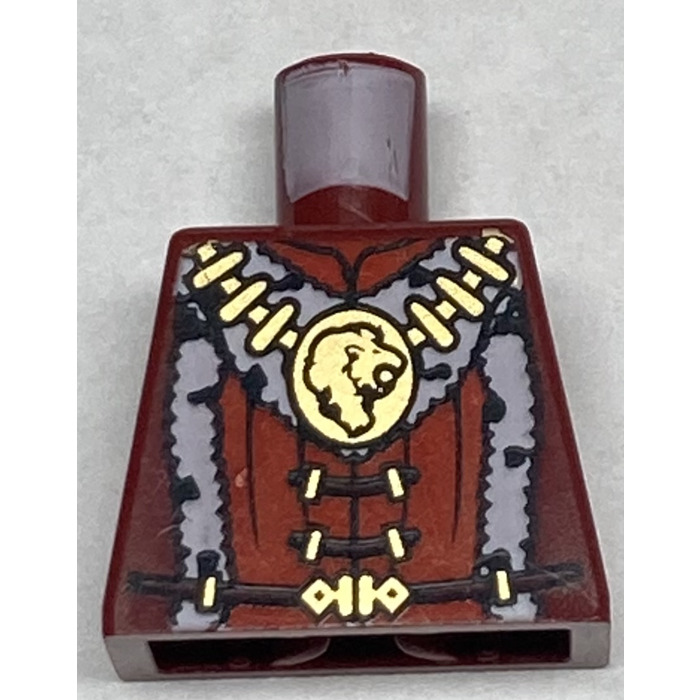 LEGO Dark Red Minifig Torso without Arms with Royalty Torso, Gold Lion ...