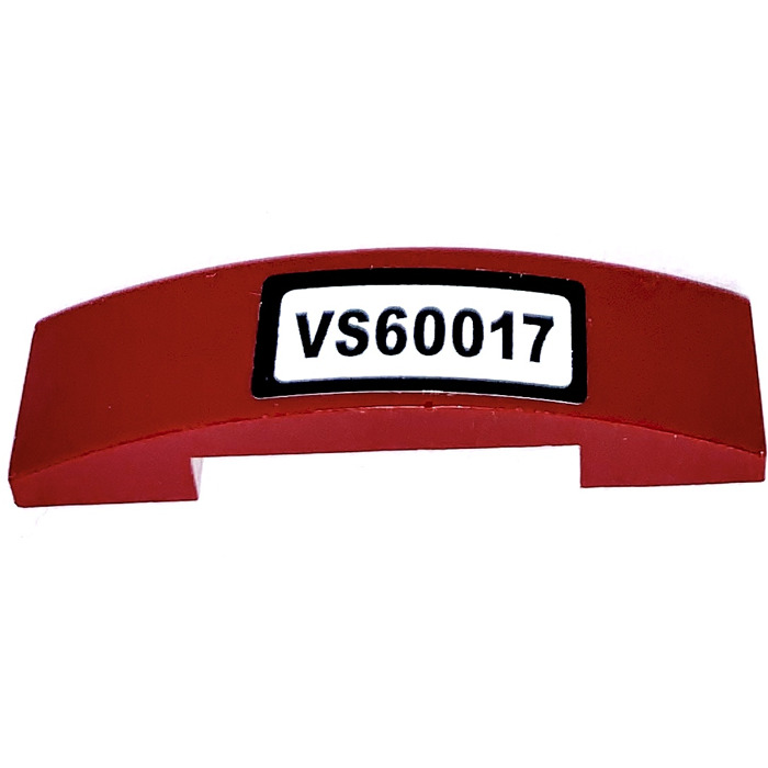 LEGO Dark Red Slope 1 x 4 Curved Double with 'VS60017' Sticker (93273 ...