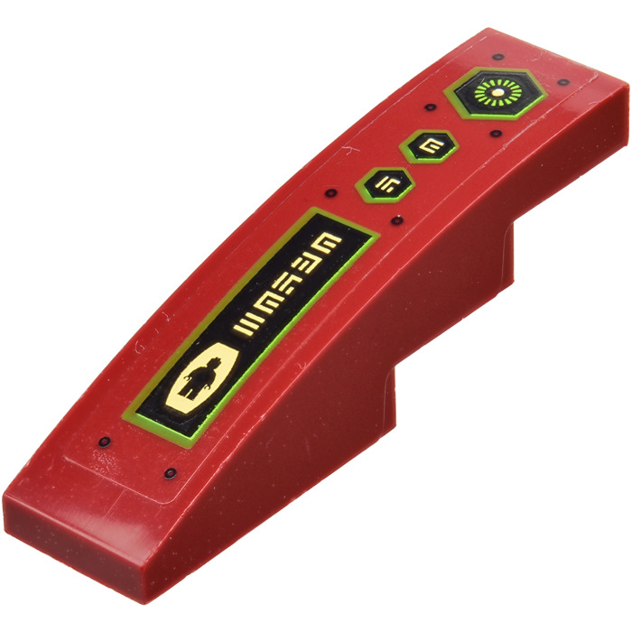 LEGO Dark Red Slope 1 x 4 Curved with Control Panel Sticker (11153 ...