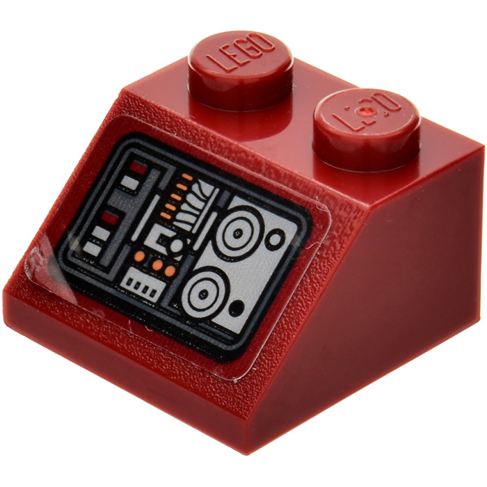 LEGO Dark Red Slope 2 x 2 (45°) with Landspeeder Control Panel Sticker ...