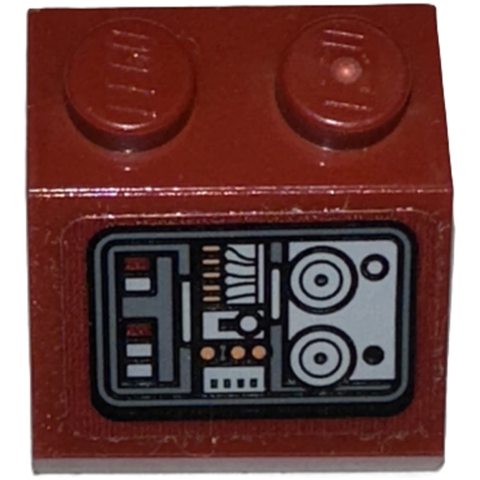 LEGO Dark Red Slope 2 x 2 (45°) with Landspeeder Control Panel Sticker ...