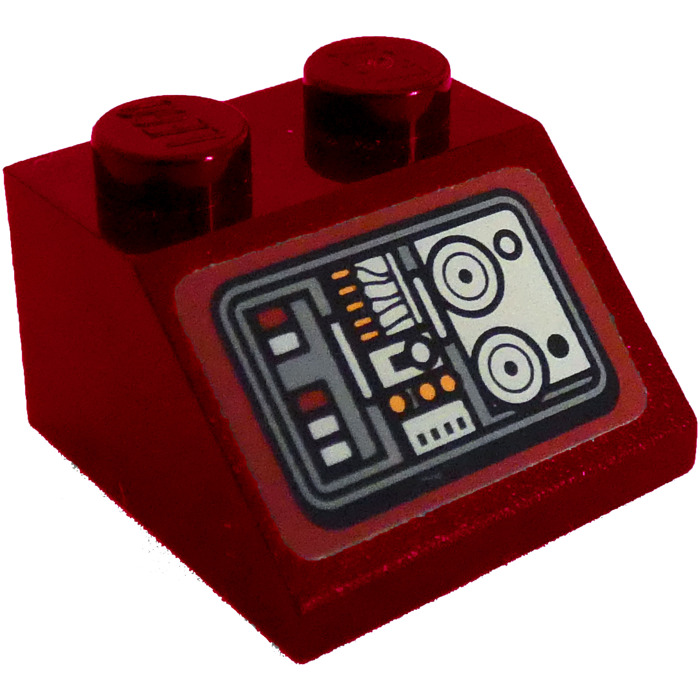 LEGO Dark Red Slope 2 x 2 (45°) with Landspeeder Control Panel Sticker ...