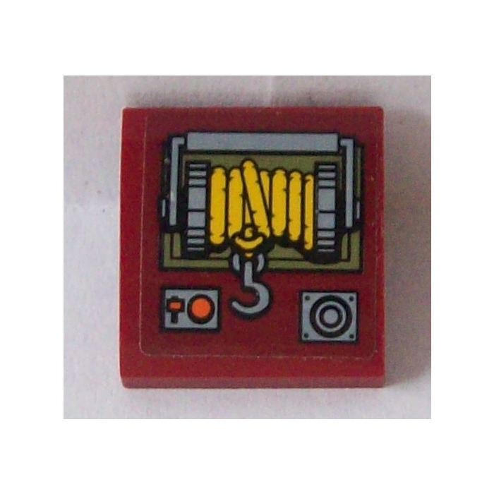 LEGO Dark Red Slope 2 x 2 Curved with Buttons, Winch with Yellow Rope ...