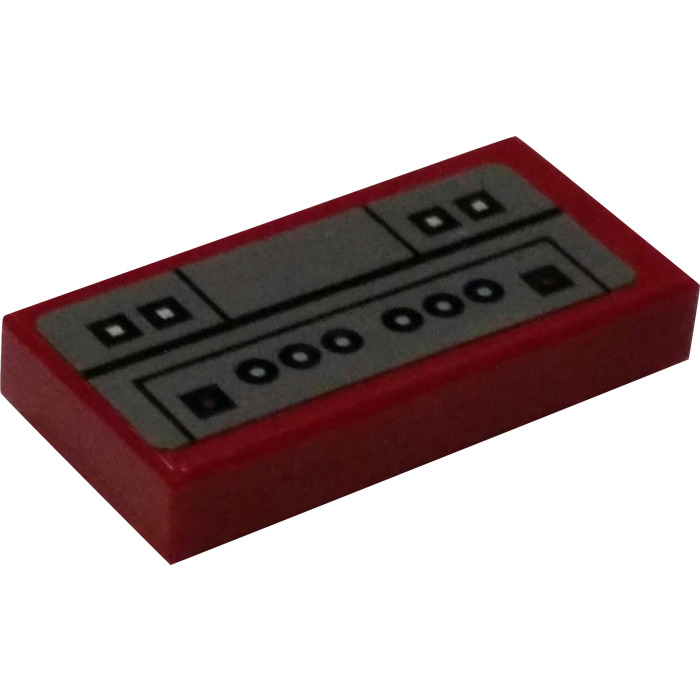LEGO Dark Red Tile 1 x 2 with Sith Infiltrator Buttons/Lights Sticker ...