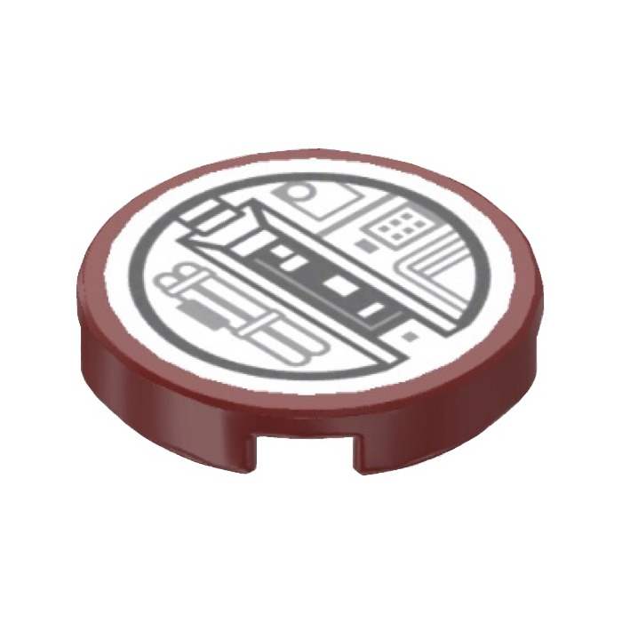 LEGO Tile 2 x 2 Round with Pipework and Panelling (Right) Sticker with ...