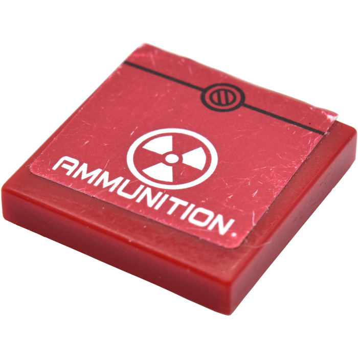 LEGO Tile 2 x 2 with 'Ammunition' & Hazard Warning Sticker with Groove ...