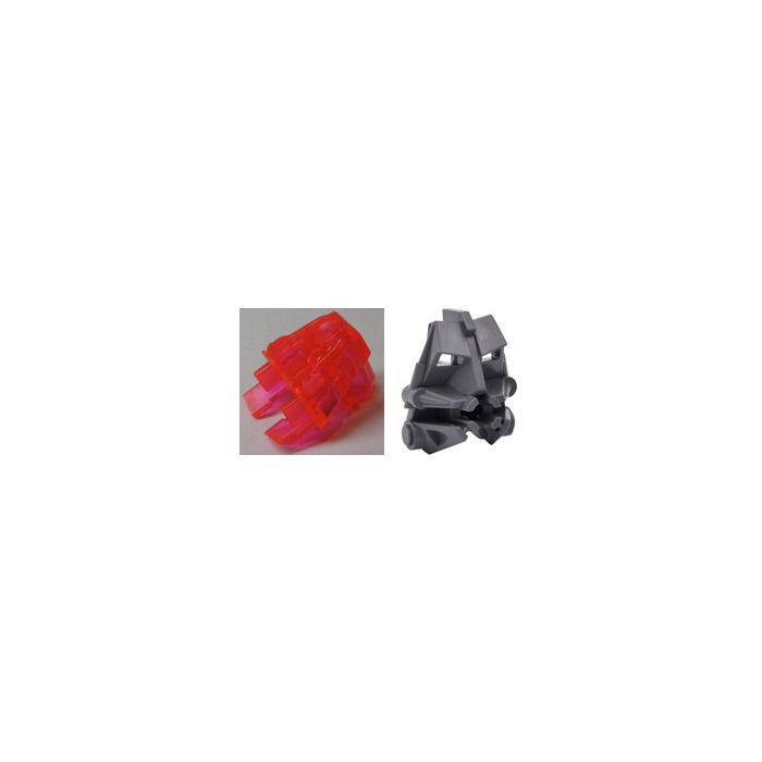 LEGO Dark Stone Gray Bionicle Head Connector Block with Transparent Red ...