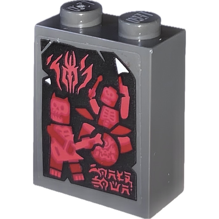 LEGO Dark Stone Gray Brick 1 x 2 x 2 with Skeletons and Ninjago ...