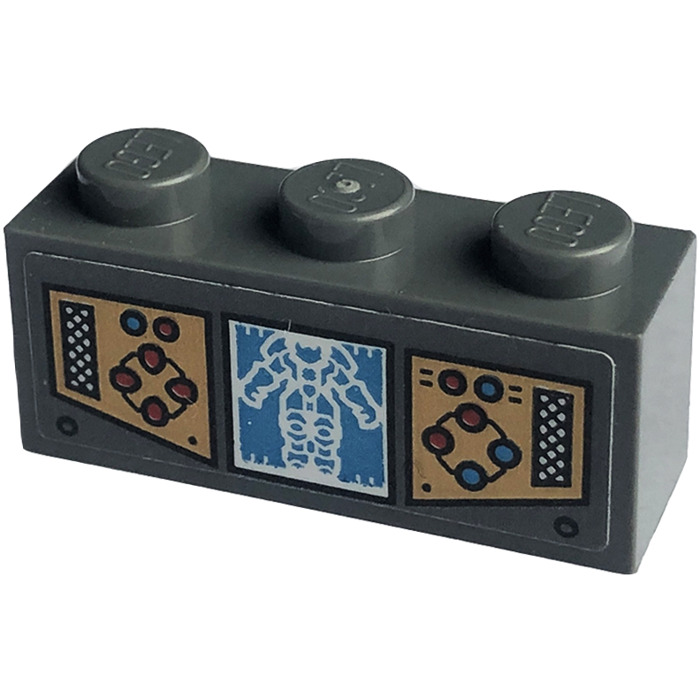 LEGO Dark Stone Gray Brick 1 x 3 with Control Panels, Buttons, Display ...