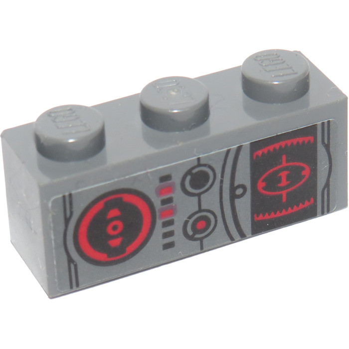 LEGO Brick 1 x 3 with SW Black and Red Target Monitor and Buttons ...