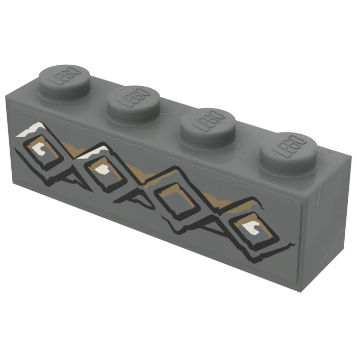 LEGO Dark Stone Gray Brick 1 x 4 with Black and White Diamond Bricks ...