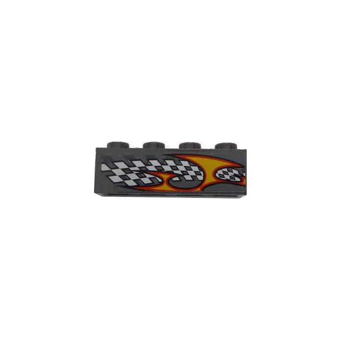 LEGO Brick 1 x 4 with Checkered and Yellow pattern right side Sticker ...