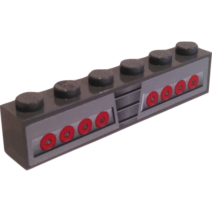 LEGO Dark Stone Gray Brick 1 x 6 with Snake Oiler Tail Lights Sticker ...