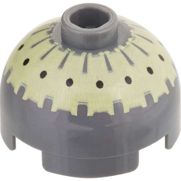 LEGO Dark Stone Gray Brick 2 x 2 Round with Dome Top with Yellow Buzz ...