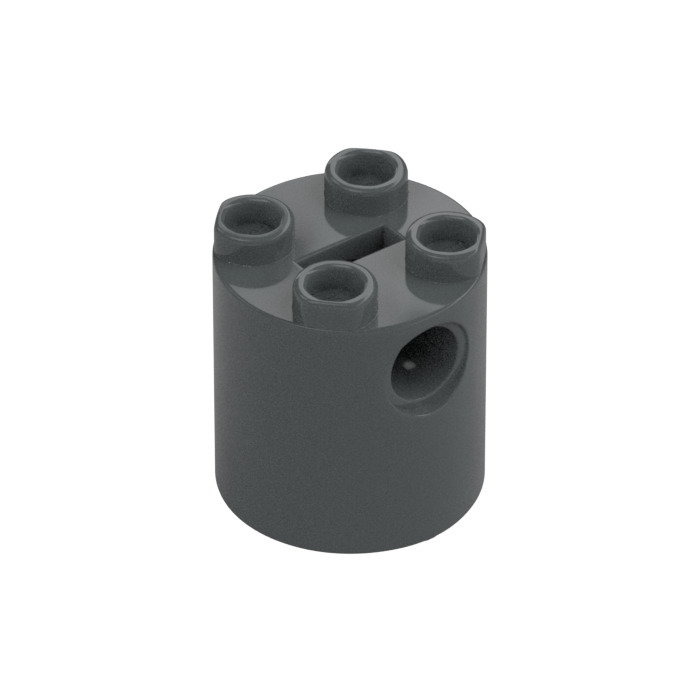 LEGO Dark Stone Gray Brick 2 x 2 x 2 Round with Bottom Axle Holder with ...