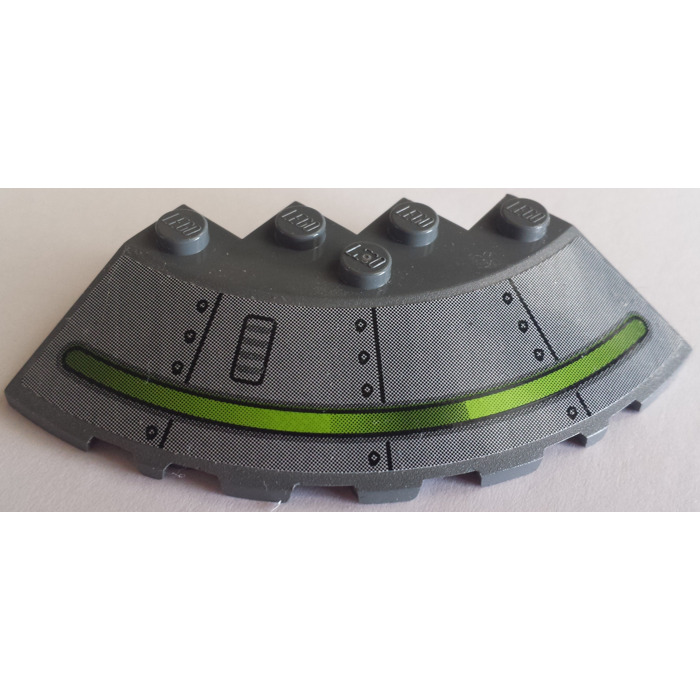 LEGO Dark Stone Gray Brick 6 x 6 Round (25°) Corner with Green Line ...