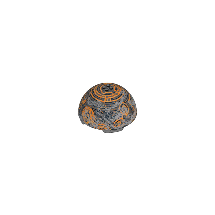 LEGO Dark Stone Gray Hemisphere 11 x 11 with Studs with Orange and ...