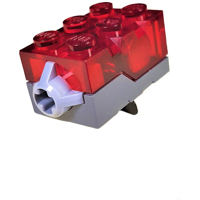 LEGO Dark Stone Gray Light Brick 2 x 3 x 1.3 with Transparent Red Top ...