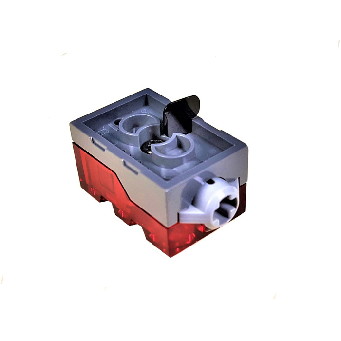 LEGO Dark Stone Gray Light Brick 2 x 3 x 1.3 with Transparent Red Top ...