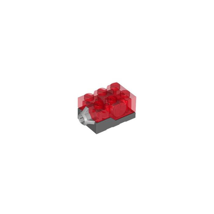 LEGO Dark Stone Gray Light Brick 2 x 3 x 1.3 with Transparent Red Top ...
