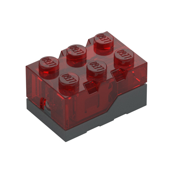 LEGO Dark Stone Gray Light Brick 2 x 3 x 1.3 with Transparent Red Top ...