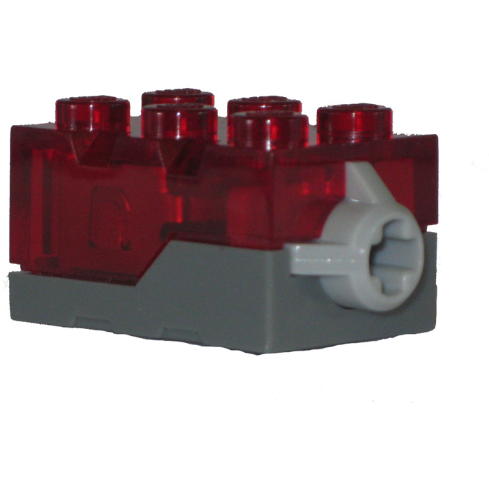 LEGO Dark Stone Gray Light Brick 2 x 3 x 1.3 with Transparent Red Top ...