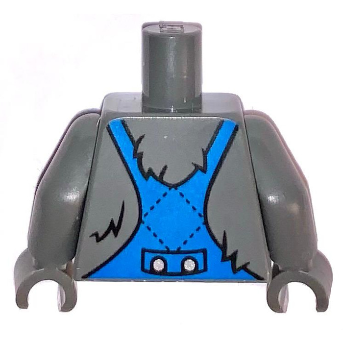 LEGO Dark Stone Gray Minifig Torso Blue Overall and Dark Stone Gray Fur ...