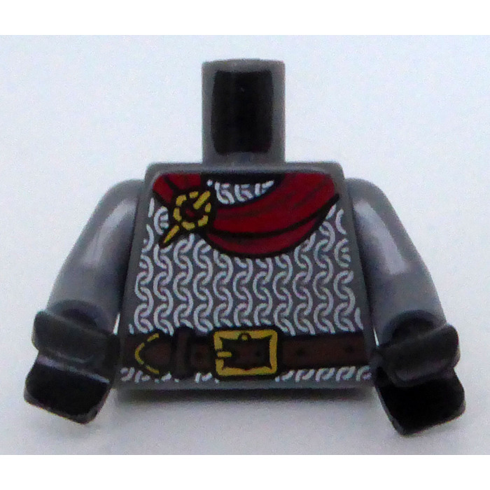 LEGO Dark Stone Gray Minifig Torso with Brown Belt and Slver Chainmail ...