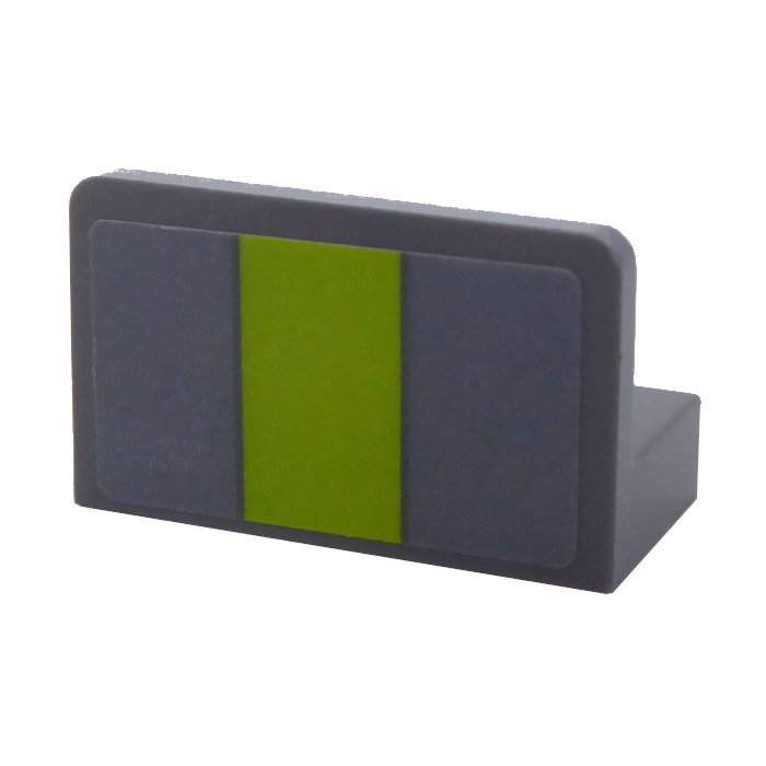 LEGO Dark Stone Gray Panel 1 x 2 x 1 with Lime Central Rectangle ...