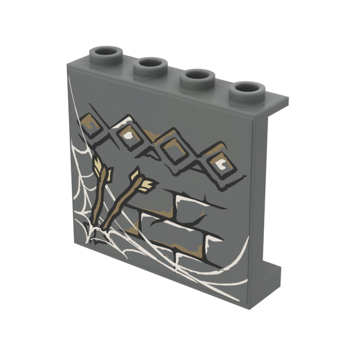 LEGO Dark Stone Gray Panel 1 x 4 x 3 with Brick Wall, Diamonds and 2 ...
