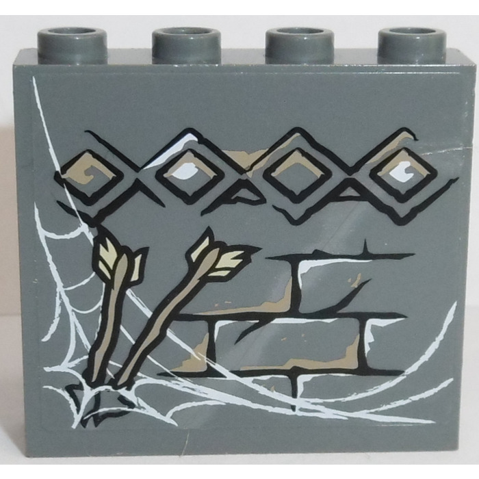 LEGO Dark Stone Gray Panel 1 x 4 x 3 with Brick Wall, Diamonds and 2 ...