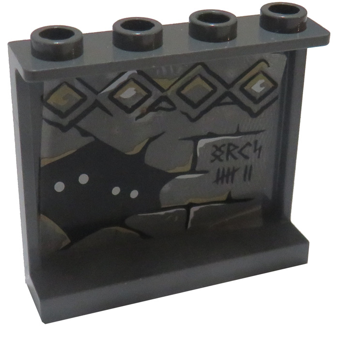 LEGO Dark Stone Gray Panel 1 x 4 x 3 with Brick Wall, Diamonds and 4 ...