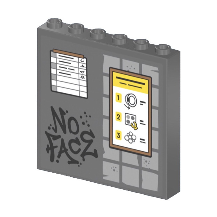 LEGO Panel 1 x 6 x 5 with Checklist, Notice and NO FACE Graffiti ...