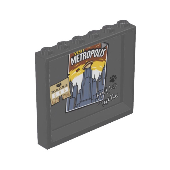 LEGO Dark Stone Gray Panel 1 x 6 x 5 with ‘METROPOLIS’ Poster and ...